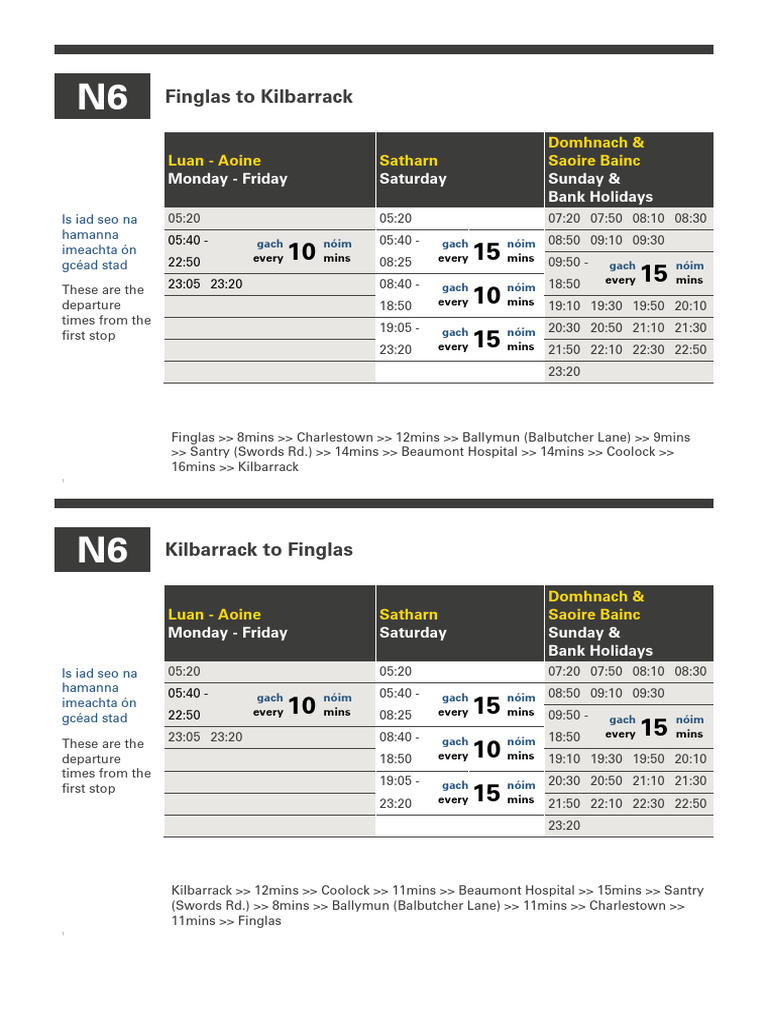N6 Timetable | PDF