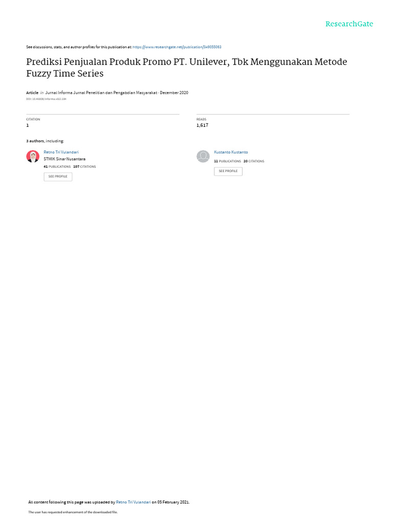 Prediksi Penjualan Produk Promo PT. Unilever, TBK Menggunakan Metode ...