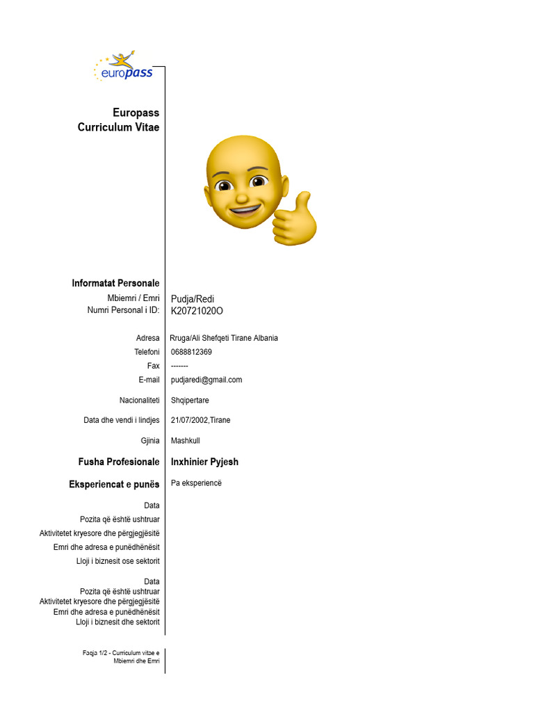 CV Europas-Shqip | PDF