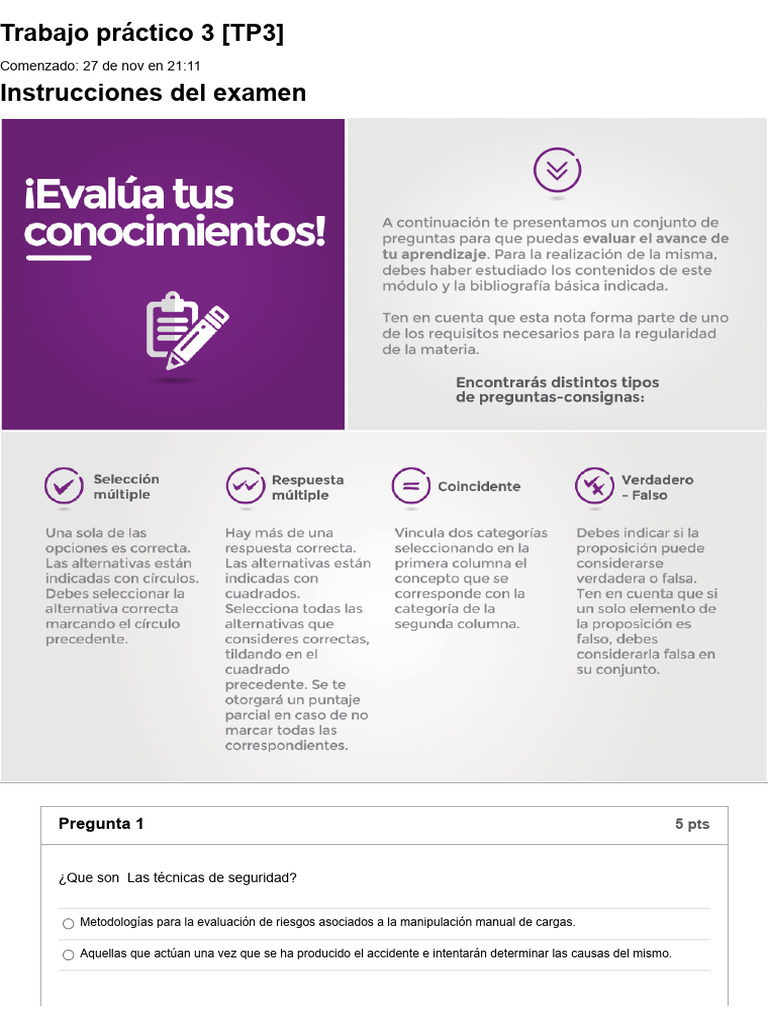 Examen_ Trabajo Práctico 3 [TP3] | PDF | Comportamiento | Evaluación