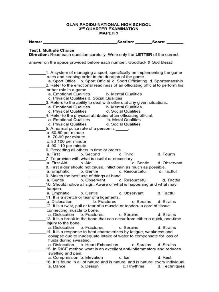 3rd grading exam | PDF | Clinical Medicine | Diseases And Disorders