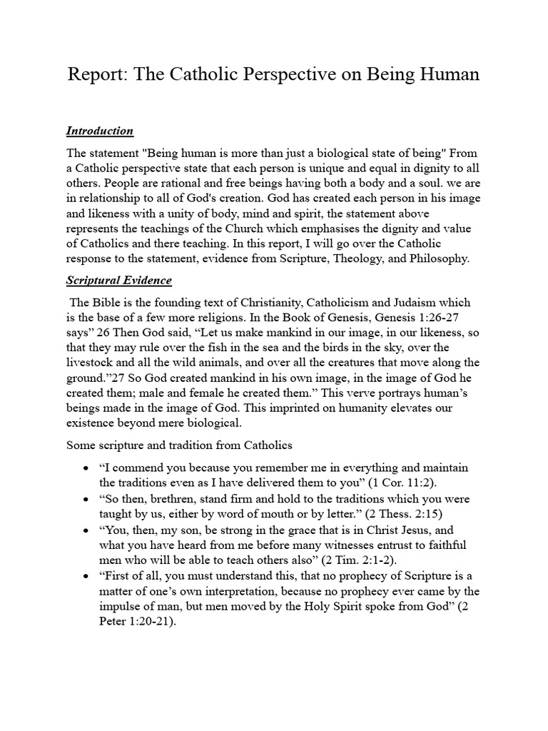 Catholic View on Human Dignity and Purpose | PDF | Soul | God