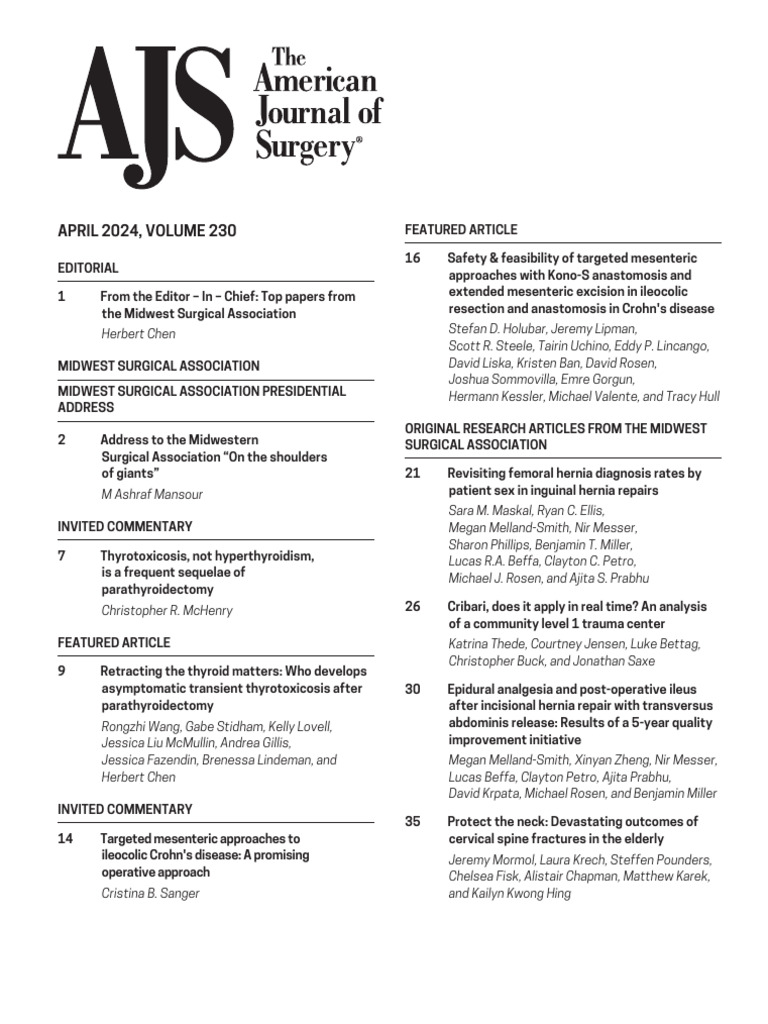 Table of Contents (3 PGS) - Ajs | PDF | Surgery | Diseases And Disorders
