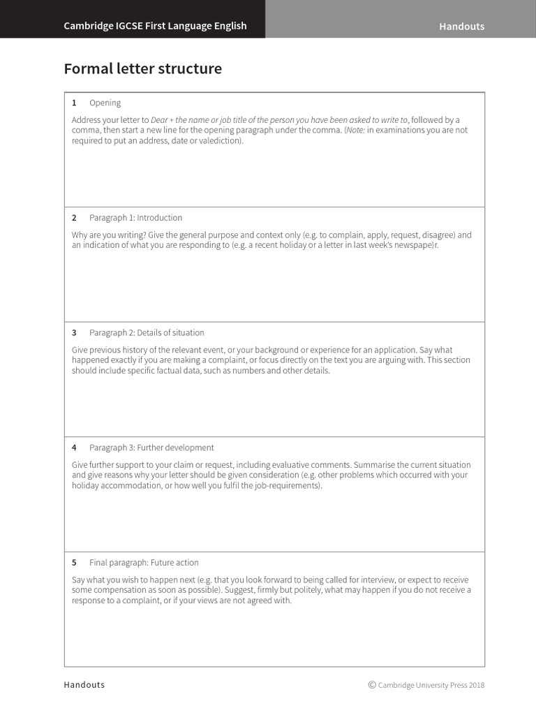 Handout Formal Letter Structure | PDF