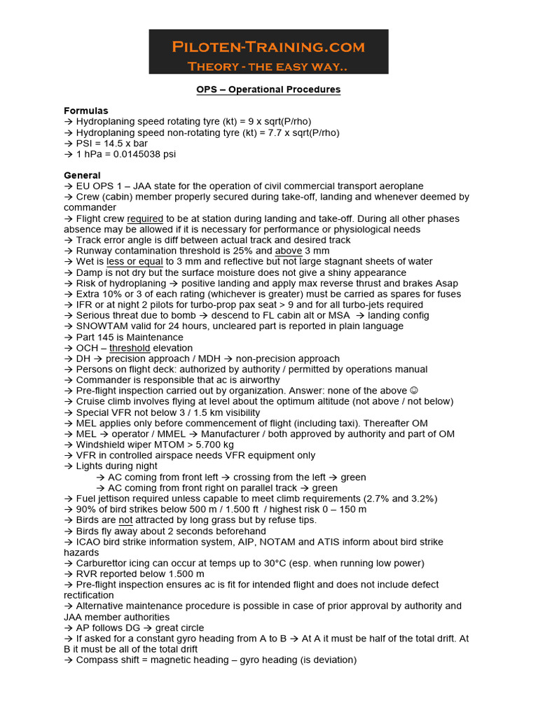 ATPL-Trainer Summary OPS | PDF | Aircraft | Aerospace