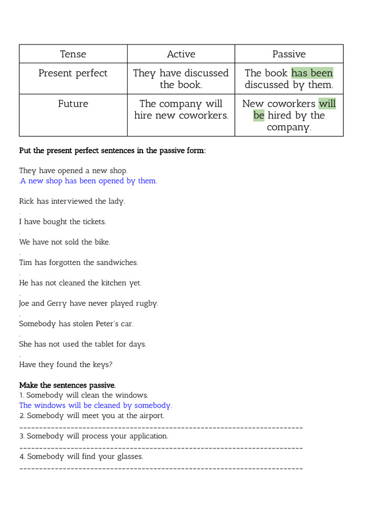 Francisco Present Perfect and Future Passives | PDF | Linguistics | Grammar