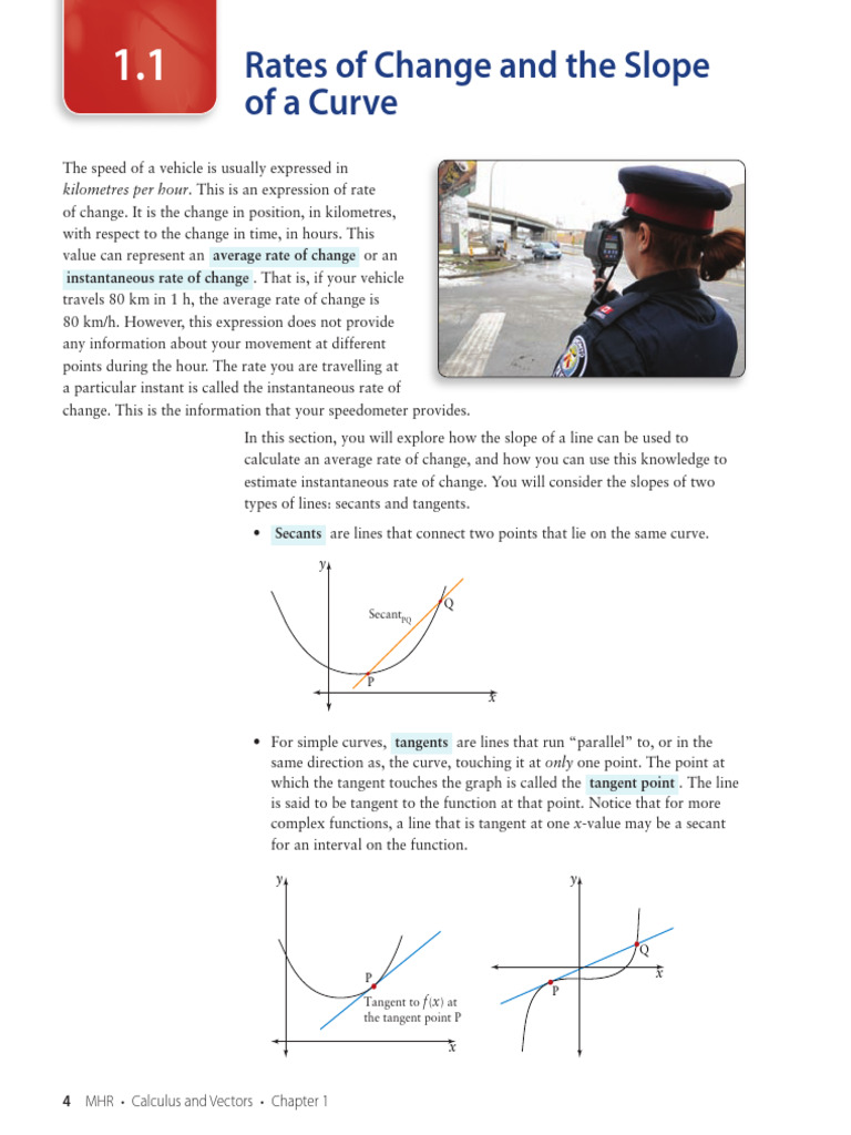 CV12 SE Ch01 Sec1 1 Page4to12 | PDF | Tangent | Derivative