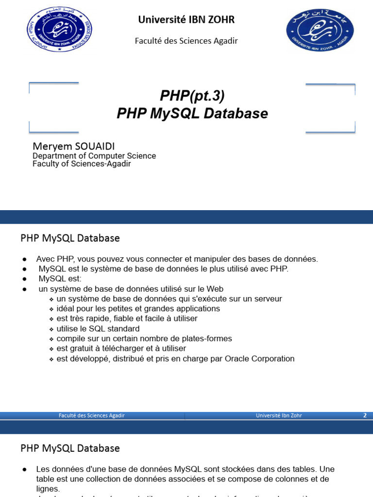 Introduction à PHP et MySQL | PDF | MySQL | PHP
