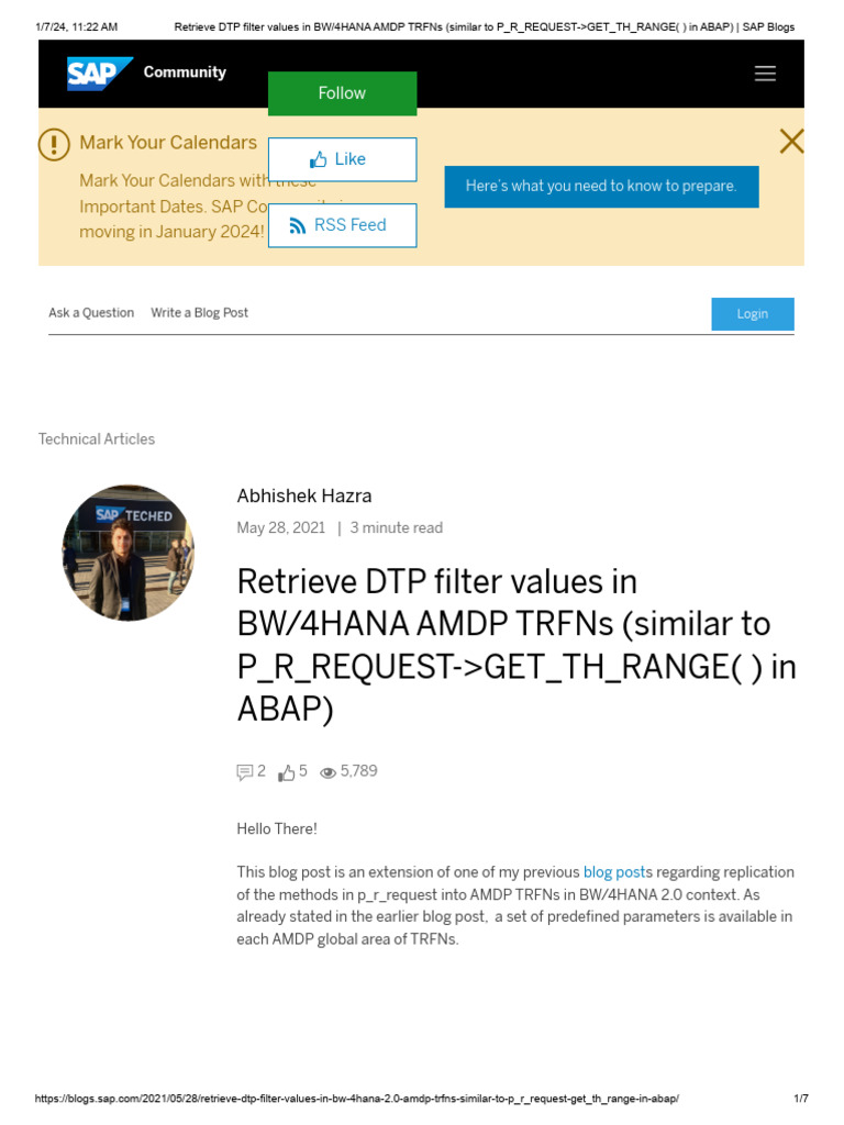Retrieve Dtp Filter Values In Bw 4hana Amdp Trfns Similar To P R Request Get Th
