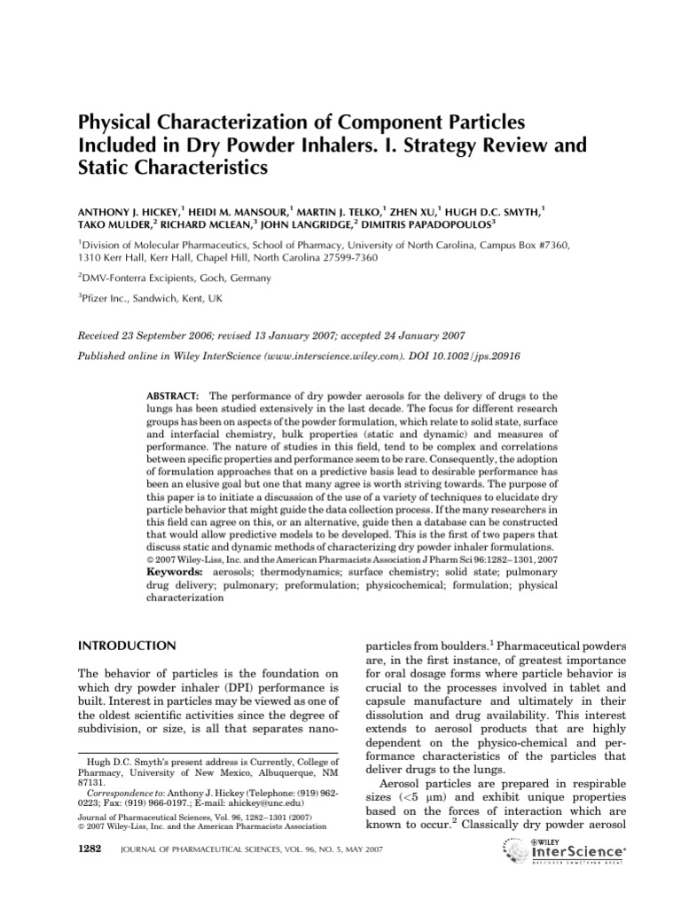 Characterizing Dry Powder Inhalers | PDF | Atomic Force Microscopy ...
