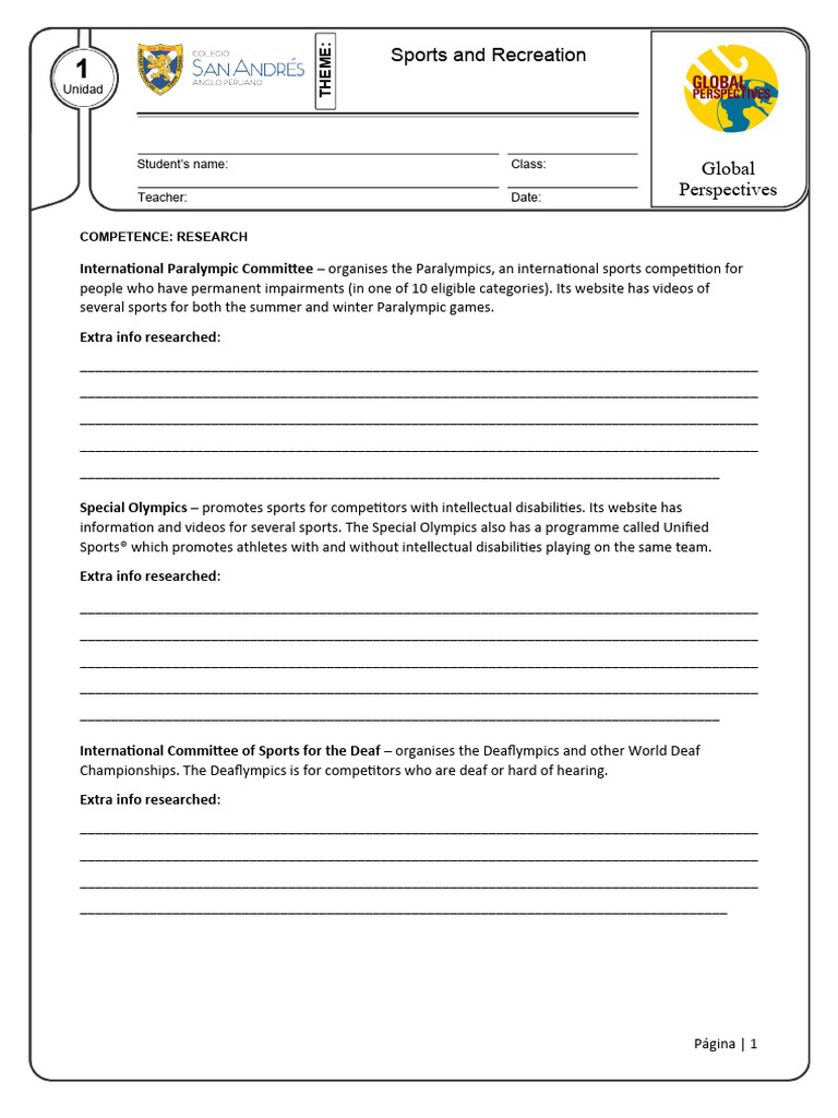 Worksheet 1 GP Upper Sec IGCSE | Download Free PDF | Paralympic Games ...
