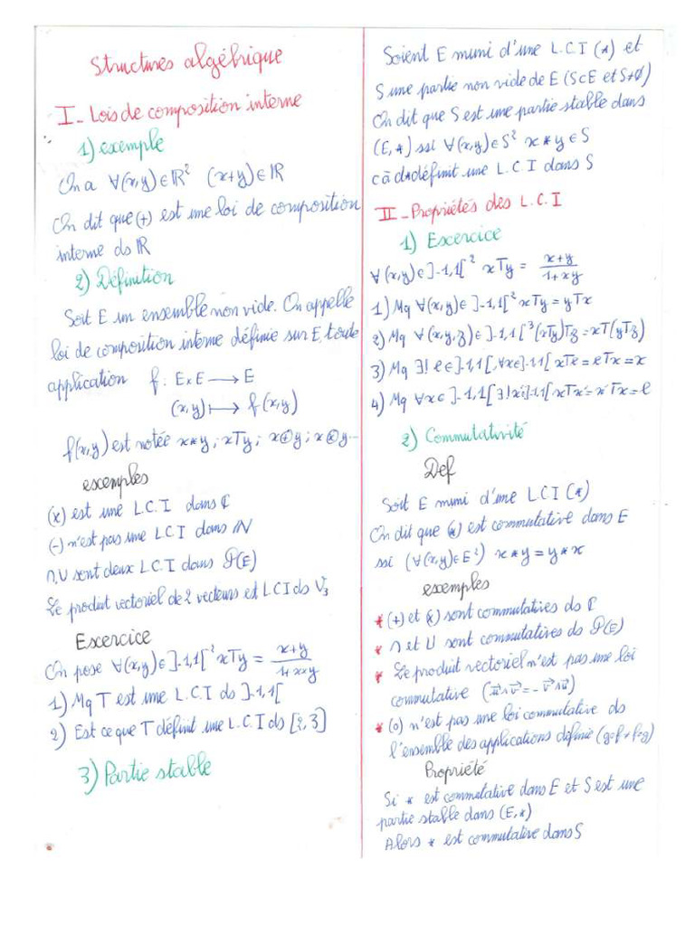 Structures Algebriques BacSM | PDF