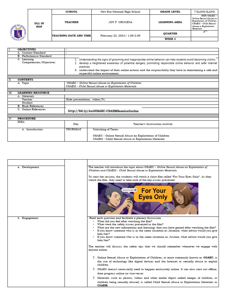 HGP Osaec | PDF | Online And Offline | Child Sexual Abuse