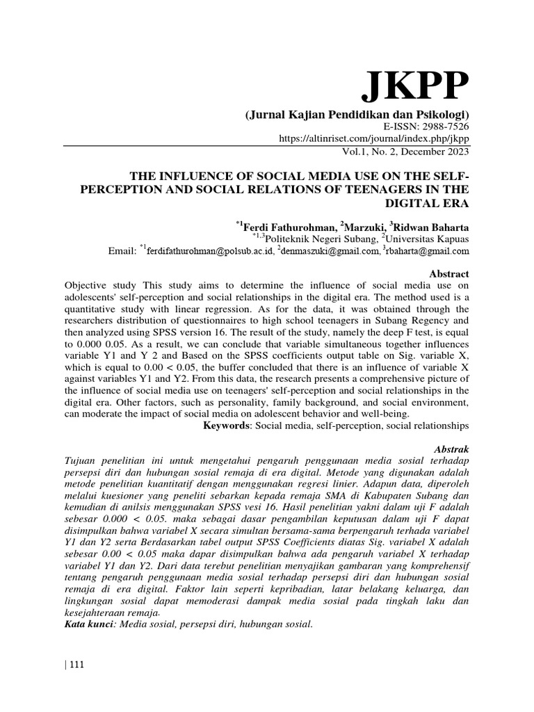 Pengaruh Media Sosial pada Remaja | PDF | Ilmu Sosial