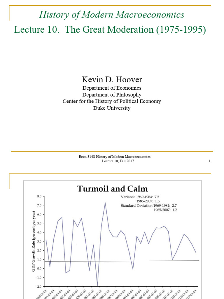 Lecture 10. The Great Moderation | PDF | Macroeconomics | Economics