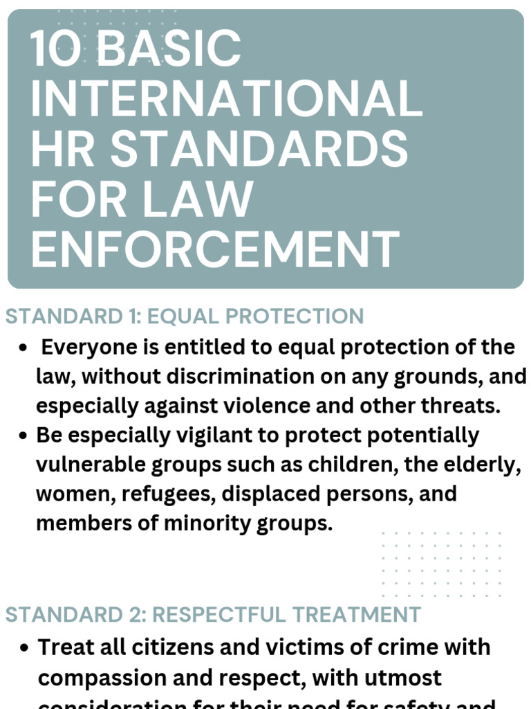 Human Rights Standards for Law Enforcement | PDF | Arrest | Police