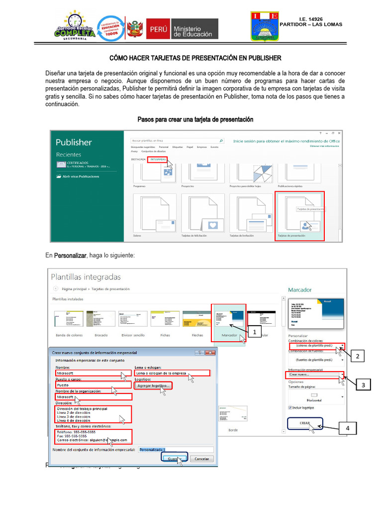 Crear Tarjetas de Presentación en Publisher | PDF | Informática | Software
