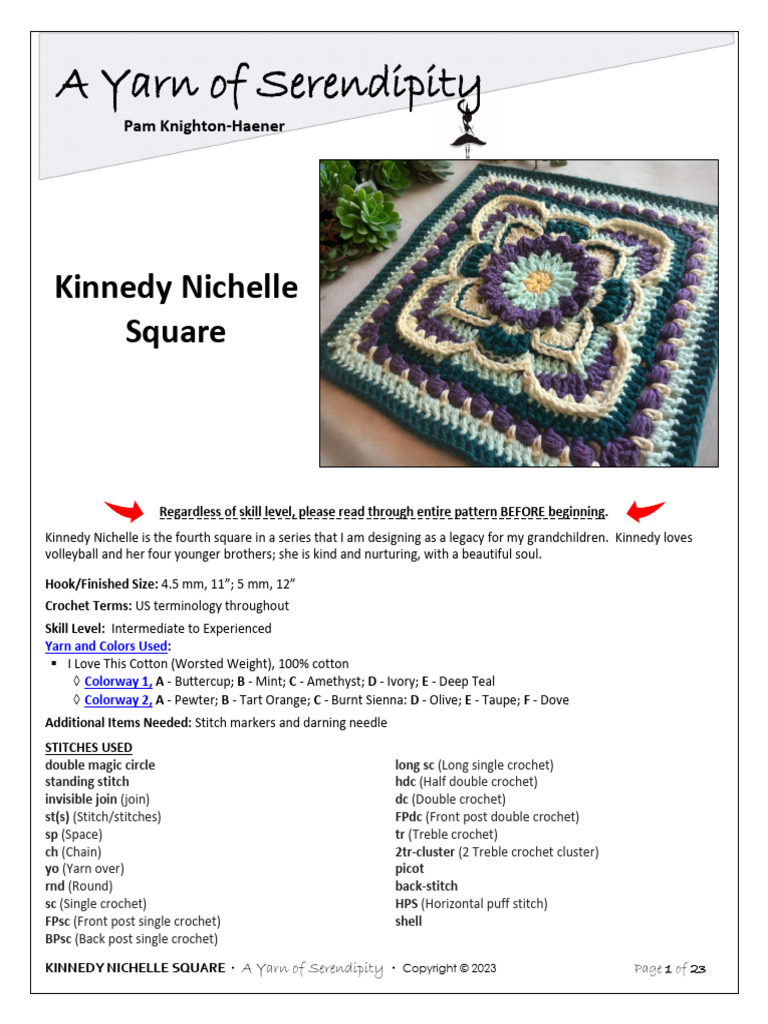 Kinnedy Nichelle Square, A Legacy Square | PDF | Crochet | Textile Arts