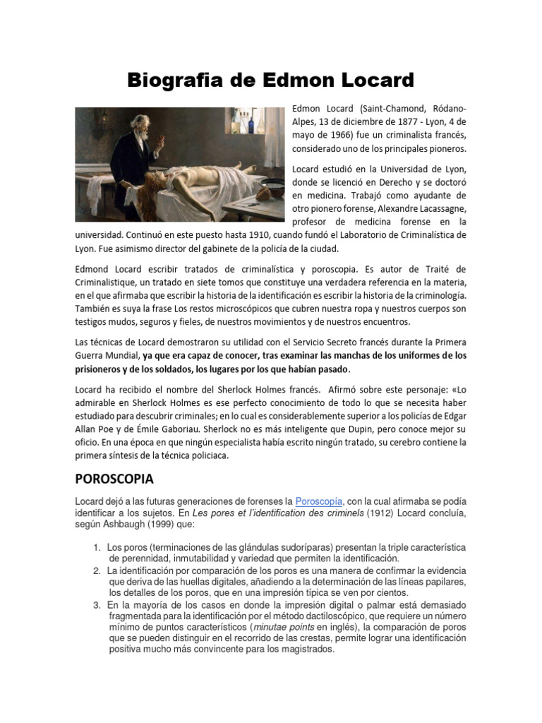 Biografia de Edmon Locard | PDF | Ciencia forense