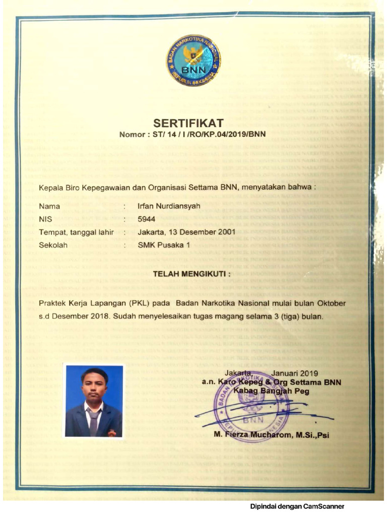 Sertifikat BNN | PDF