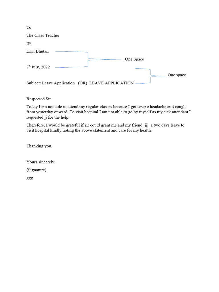 Leave Application for Headache Treatment | PDF