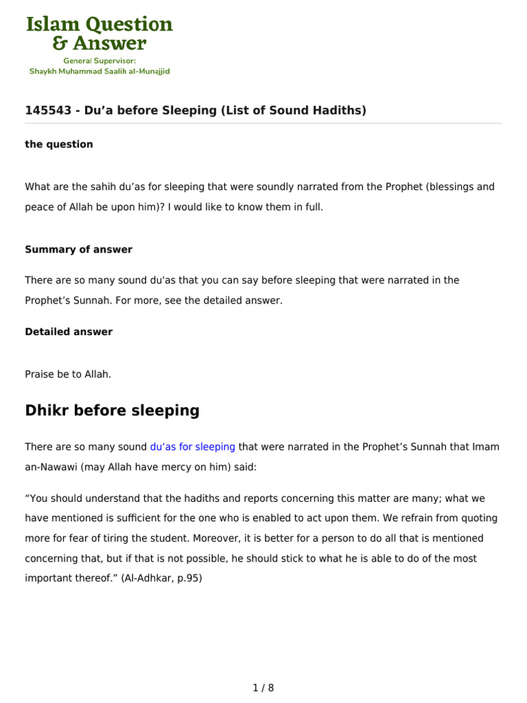 DUA Before Sleeping | PDF | God In Islam | Surah