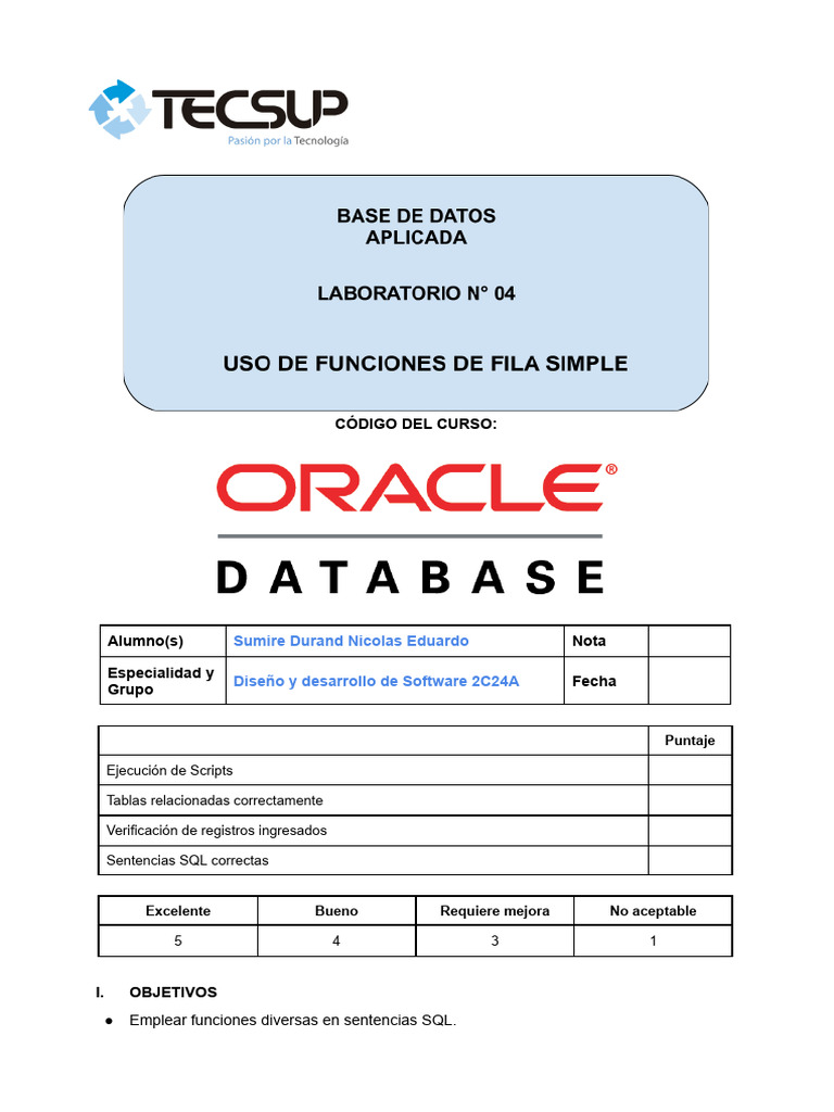 Uso de Funciones SQL en Oracle | PDF | SQL | Ciencias de la Computación