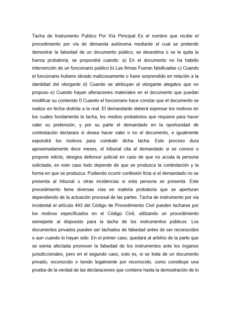 Tacha de Falsedad en Documentos Públicos | PDF | Sentencia (ley ...