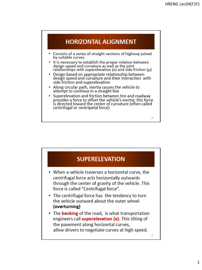 Horizontal Curve Design Principles | PDF | Force | Mechanics