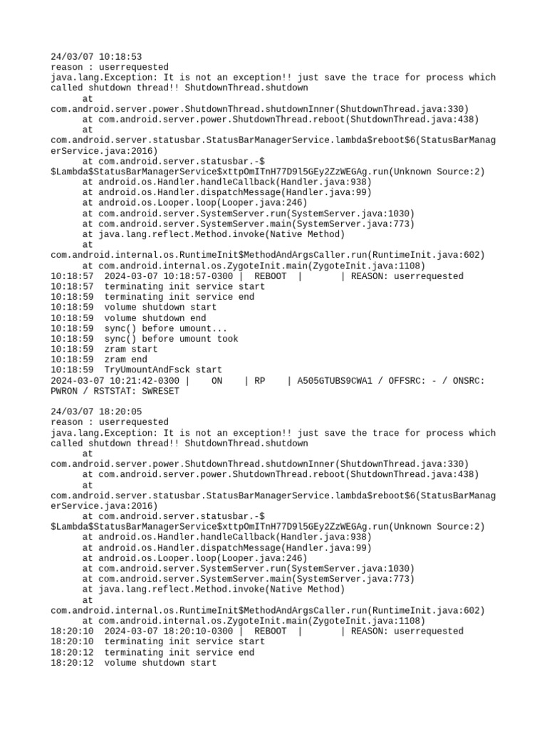 Power Off Reset Reason | PDF | Java (Programming Language) | Computer Science