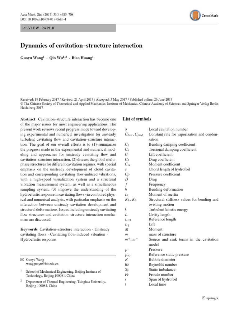 Dynamics of Cavitation-Structure Interaction | PDF | Fluid Dynamics ...