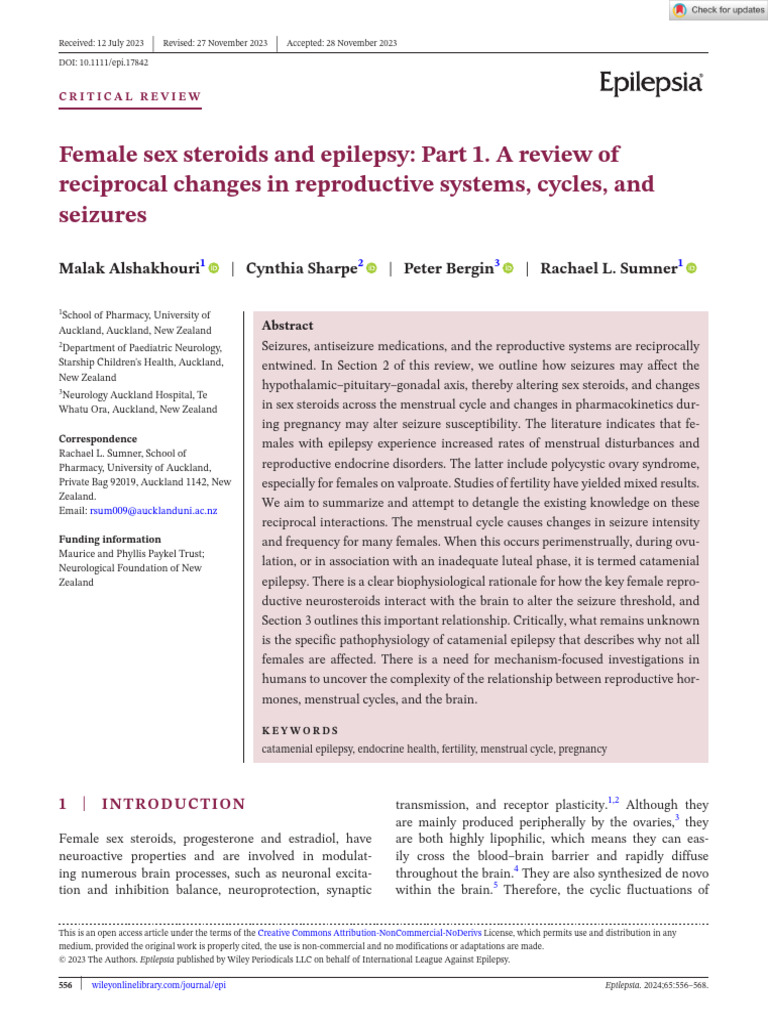 Epilepsia - 2023 - Alshakhouri - Female Sex Steroids and Epilepsy Part ...