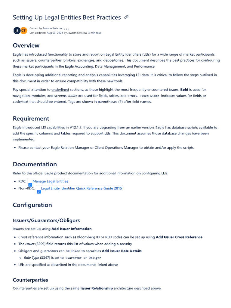 legal entity setup | PDF