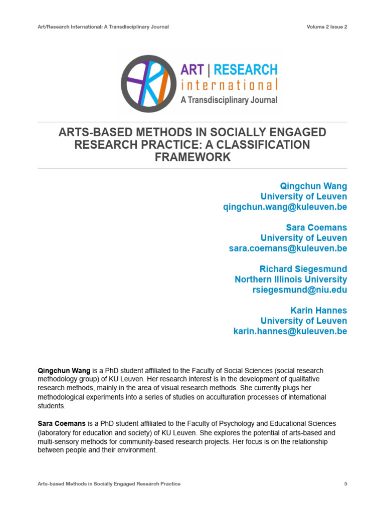 ARTS-BASED METHODS IN SOCIALLY ENGAGED RESEARCH PRACTICE-A ...