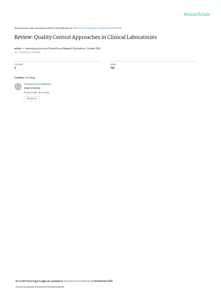 Review Quality Control Approachesin Clinical Laboratories | Download ...
