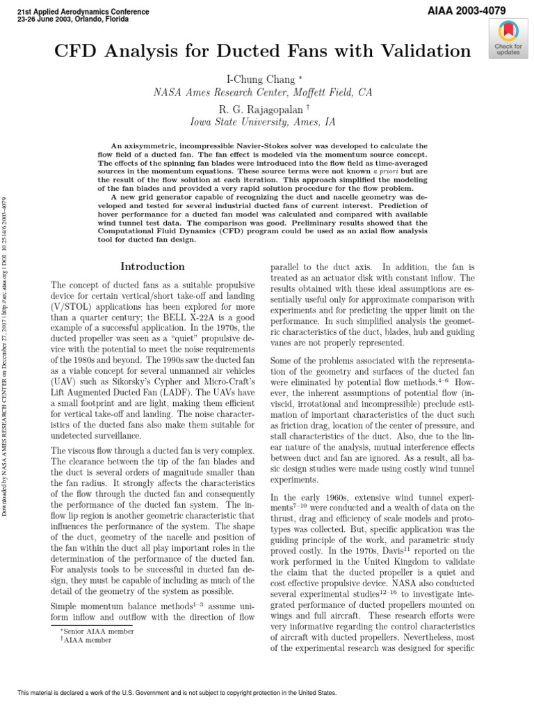 2003-CFD Analysis for Ducted Fans With Validation | PDF | Computational ... 2003-CFD Analysis for Ducted Fans With Validation | PDF | Computational ...