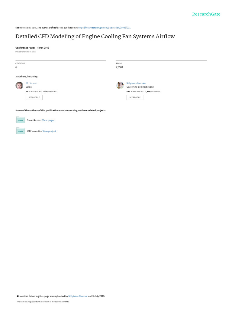 2003-Detailed CFD Modeling of Engine Cooling Fan Systems | PDF ...