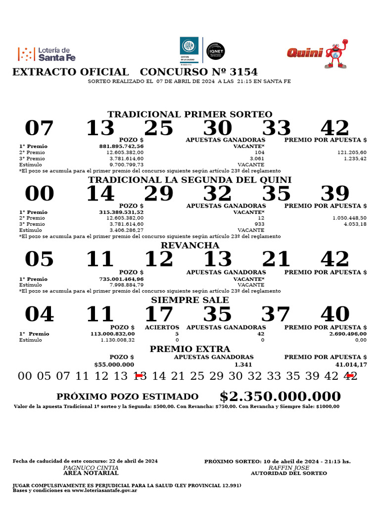 Quini6 7 de Abril | PDF