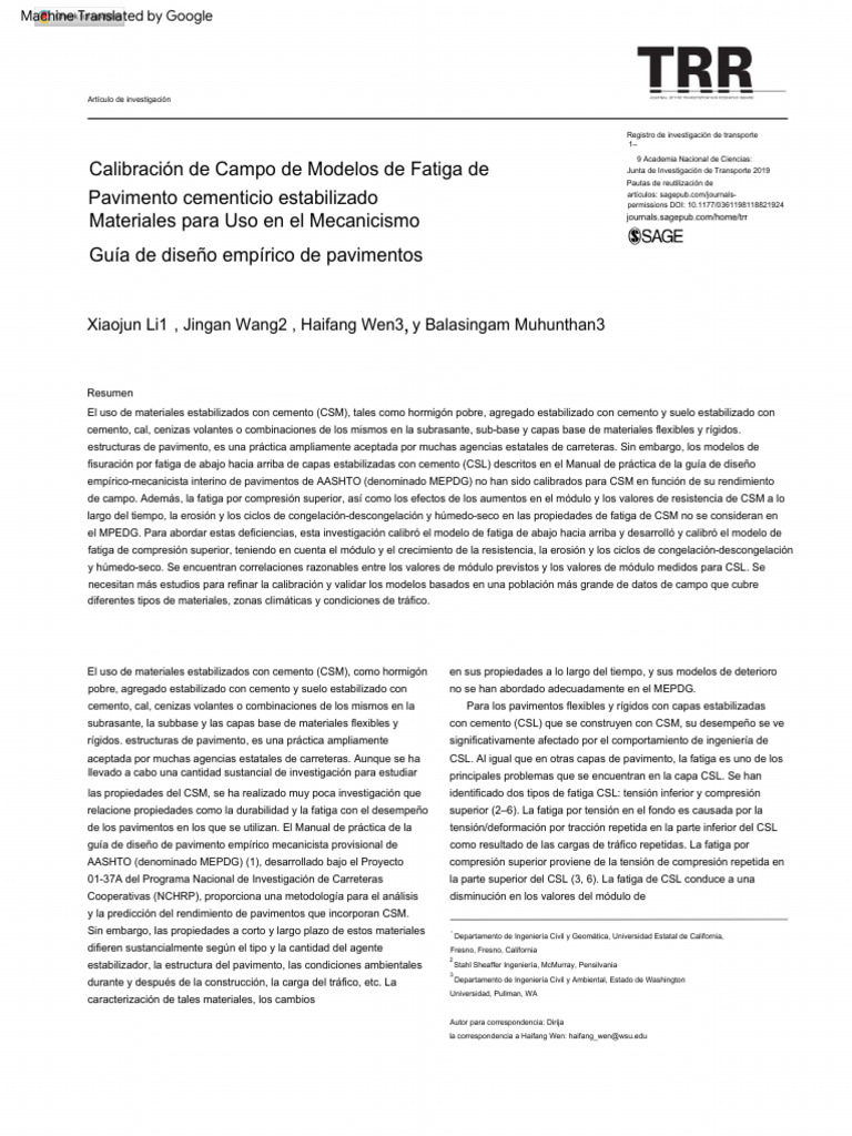 Field Calibration of Fatigue Models of Cementitiously Stabilized ...