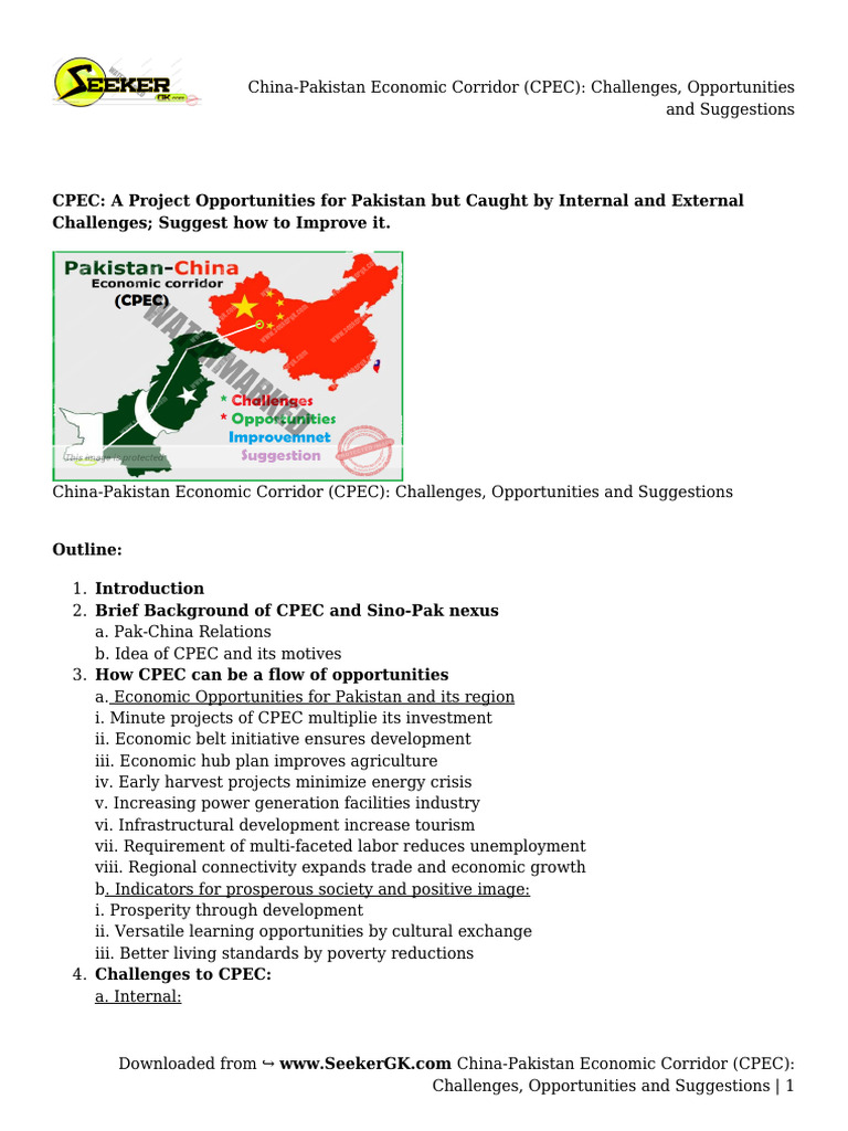 China-Pakistan Economic Corridor (CPEC) - Challenges, Opportunities and ...