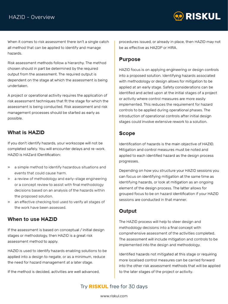 HAZID Overview | PDF | Risk | Methodology