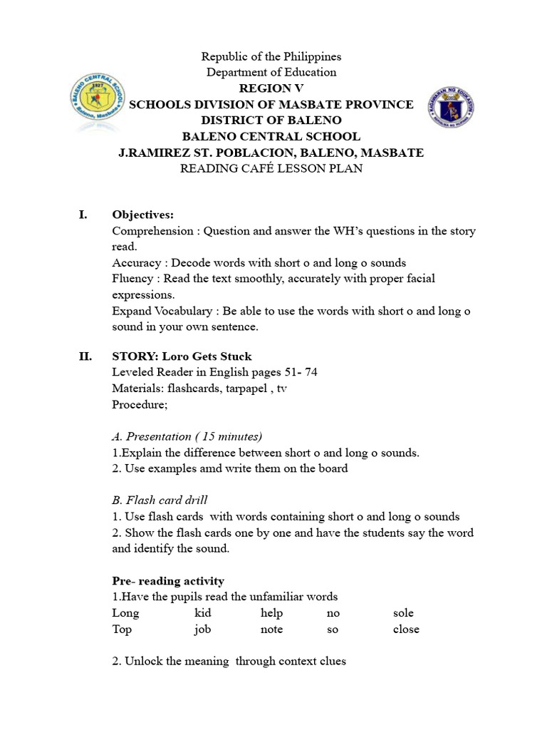 Reading Café Lesson Plan | PDF | Flashcard | Reading Comprehension