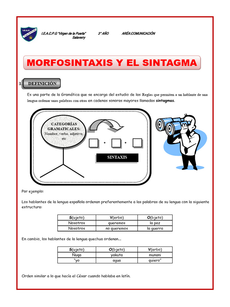 Morfosintaxis y Sintagmas en Español | PDF | Verbo | Sintaxis