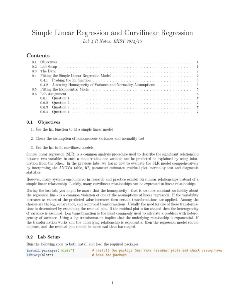 R Lab 4 | PDF | Linear Regression | Regression Analysis