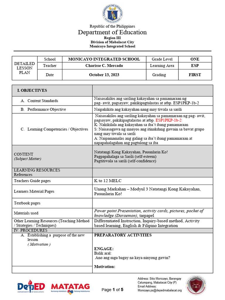 Detailed LP in Esp1 | PDF
