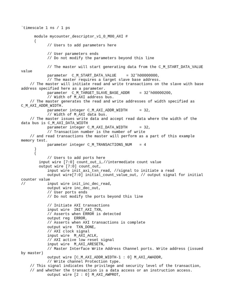 Mycounter Descriptor v1 0 M00 AXI | PDF | Input/Output | Parameter (Computer Programming)