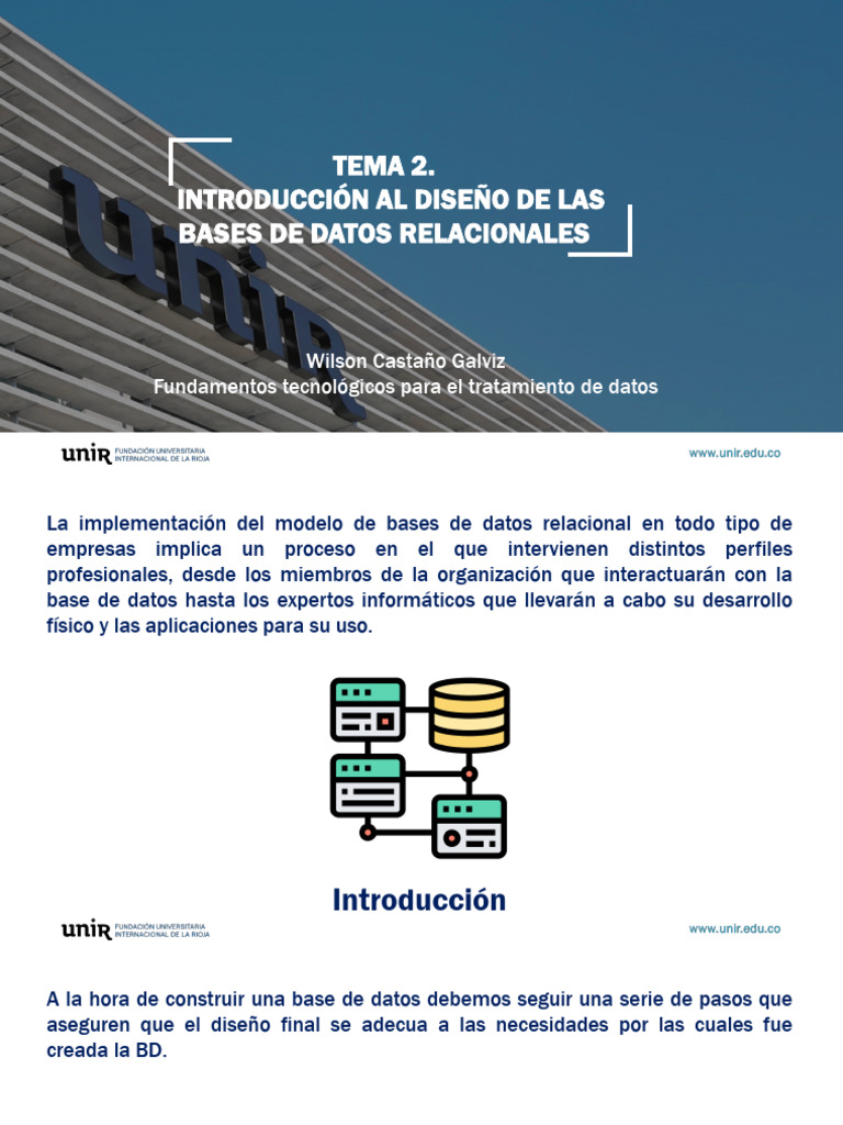 Tema 2. INTRODUCCIÓN AL DISEÑO DE LAS BASES DE DATOS RELACIONALES | PDF | Bases de datos | Diseño