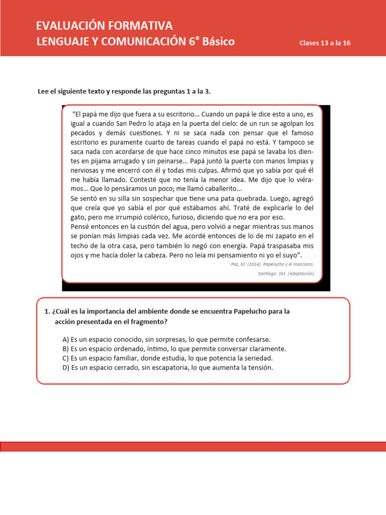 Evaluacion Formativa 4 Leng 6° | PDF | Aprendizaje