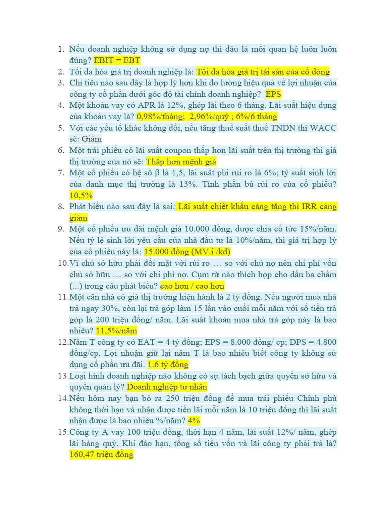 Trắc nghiệm TCDN | PDF