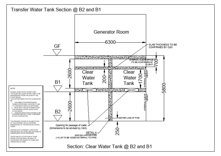 Clean (Treated) Water Tank Section | PDF | Pipe (Fluid Conveyance) | Pump